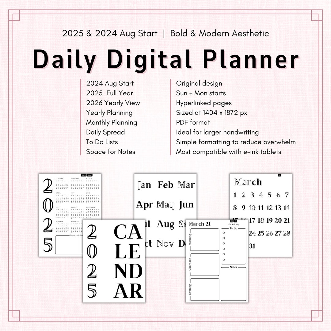 2025 Hyperlink Daily Planner, E-ink Tablet Digital Calendar, 2024 ...