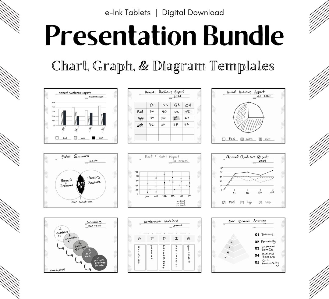 Graph Chart & Diagram Templates for E-ink Tablets, Presentation Bundle ...