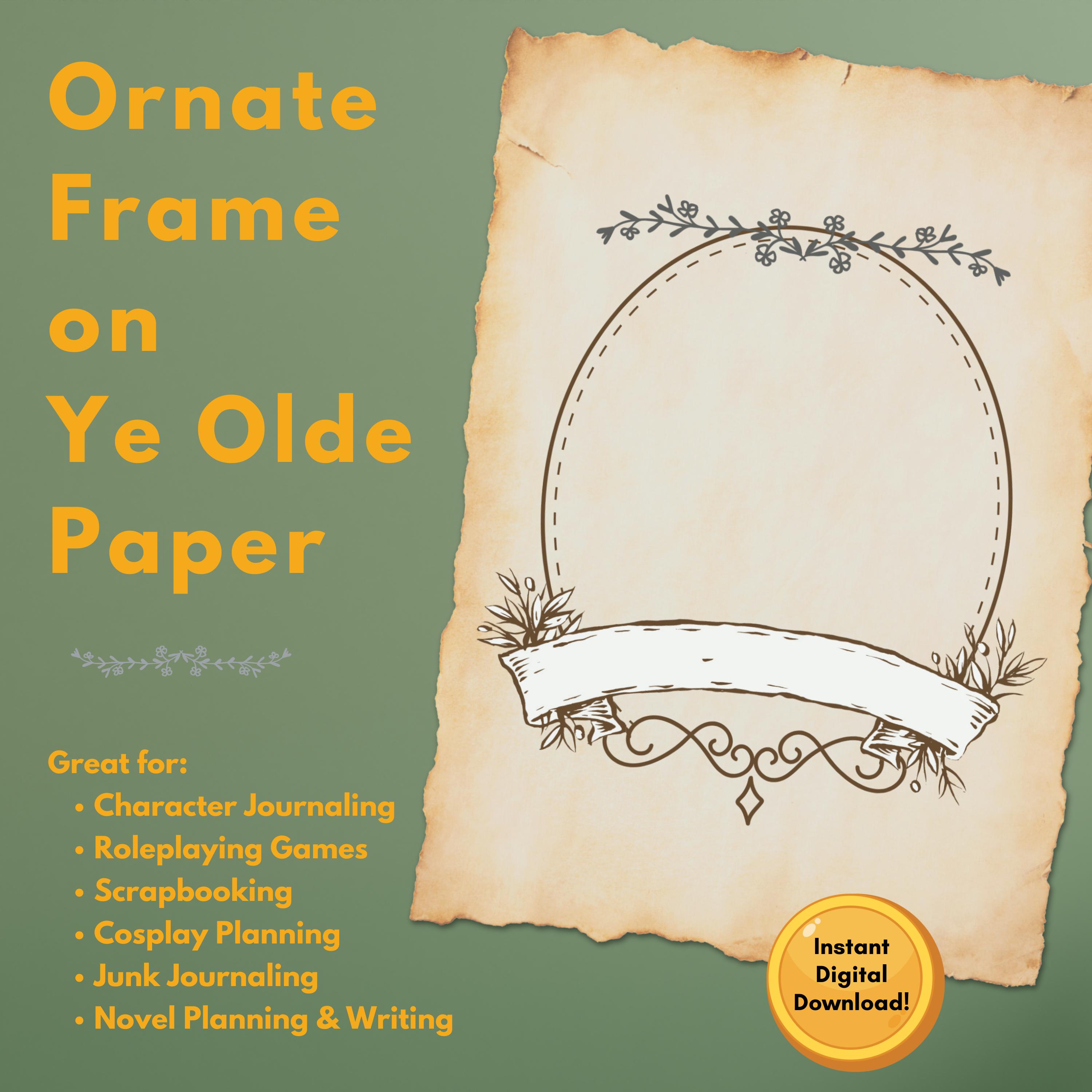 RPG Character Journal Frame Printable, Blank Leaf Banner for ...