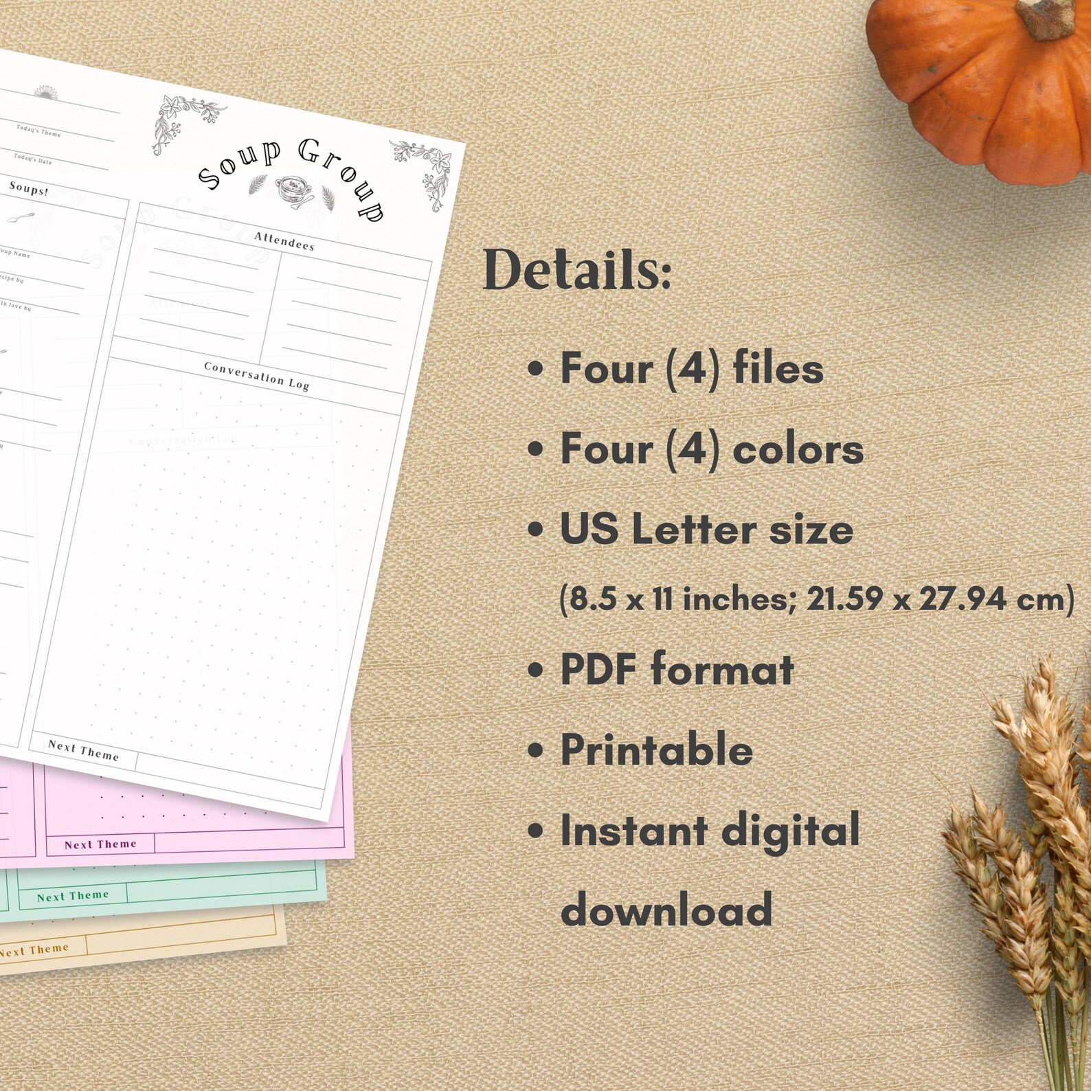 Soup Group Notes Template | Printable PDF for Discussion Clubs - Etsy