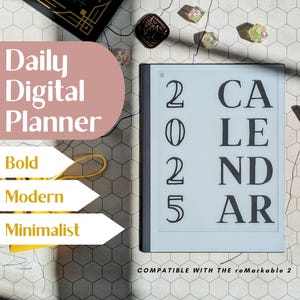 Minimalist 2025 Daily Digital Planner for Remarkable 2, Bold Modern ...