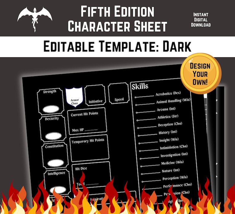 Editable Black Paper 5e Character Sheet for the World's Most Popular ...