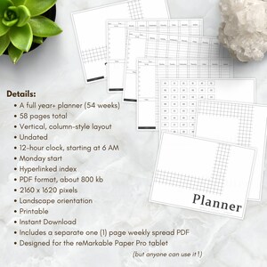 Undated Vertical Planner for Remarkable Paper Pro, Weekly Spread ...