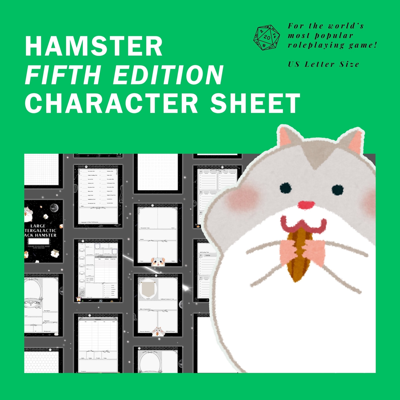 Super Cute Giant Hamster Character Sheet for Roleplaying Games: Take ...