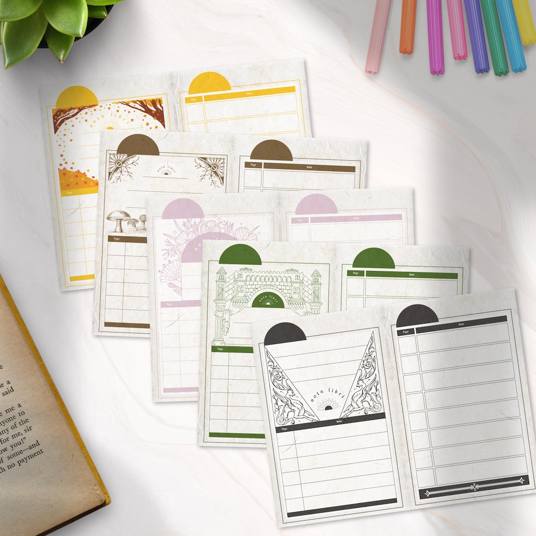 Set of 15 Bookmark Notecards | Printable Book Cards for Note-taking ...