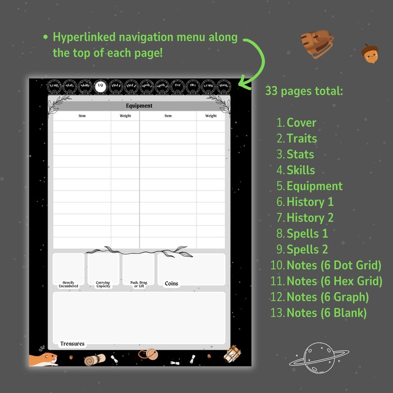 Super Cute Giant Hamster Character Sheet for Roleplaying Games: Take ...