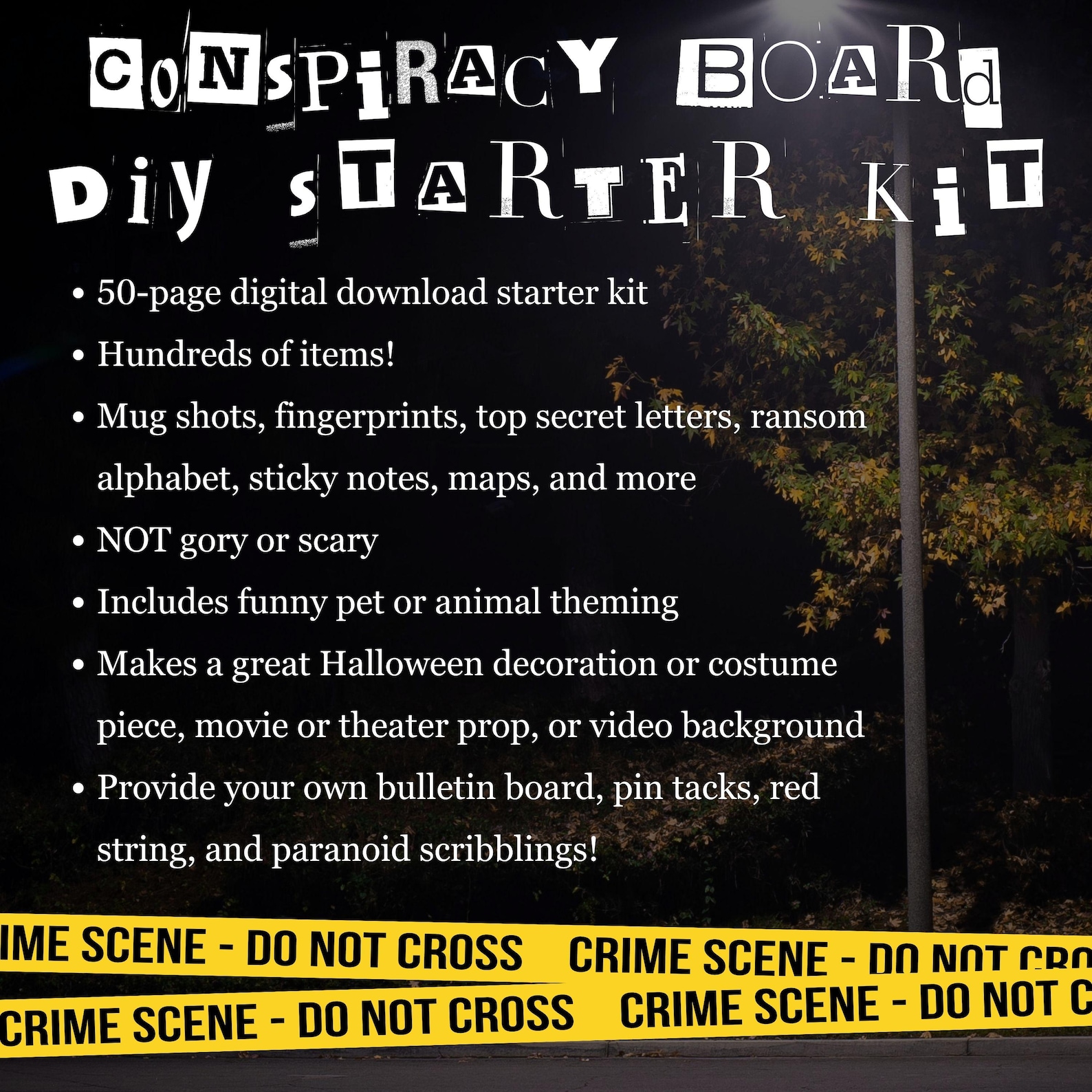 Conspiracy Wall Kit, Digital DIY Crime Scene Board, Police Evidence ...