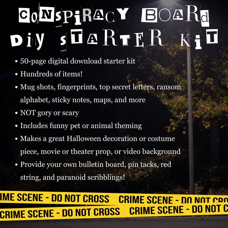 Conspiracy Wall Kit | Digital DIY Crime Scene Board or Police Evidence ...
