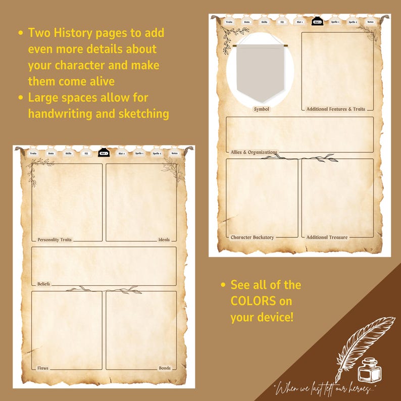 5e Character Sheet for Remarkable Paper Pro | Hyperlinked Notebook With ...