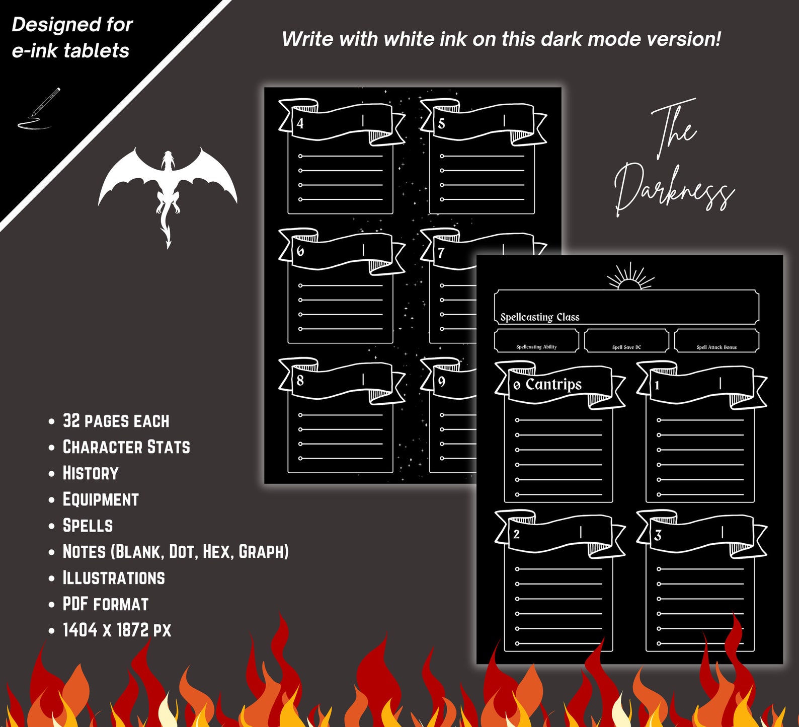 Character Sheet Bundle! Four Designs Sized for E-ink Paper Tablets ...