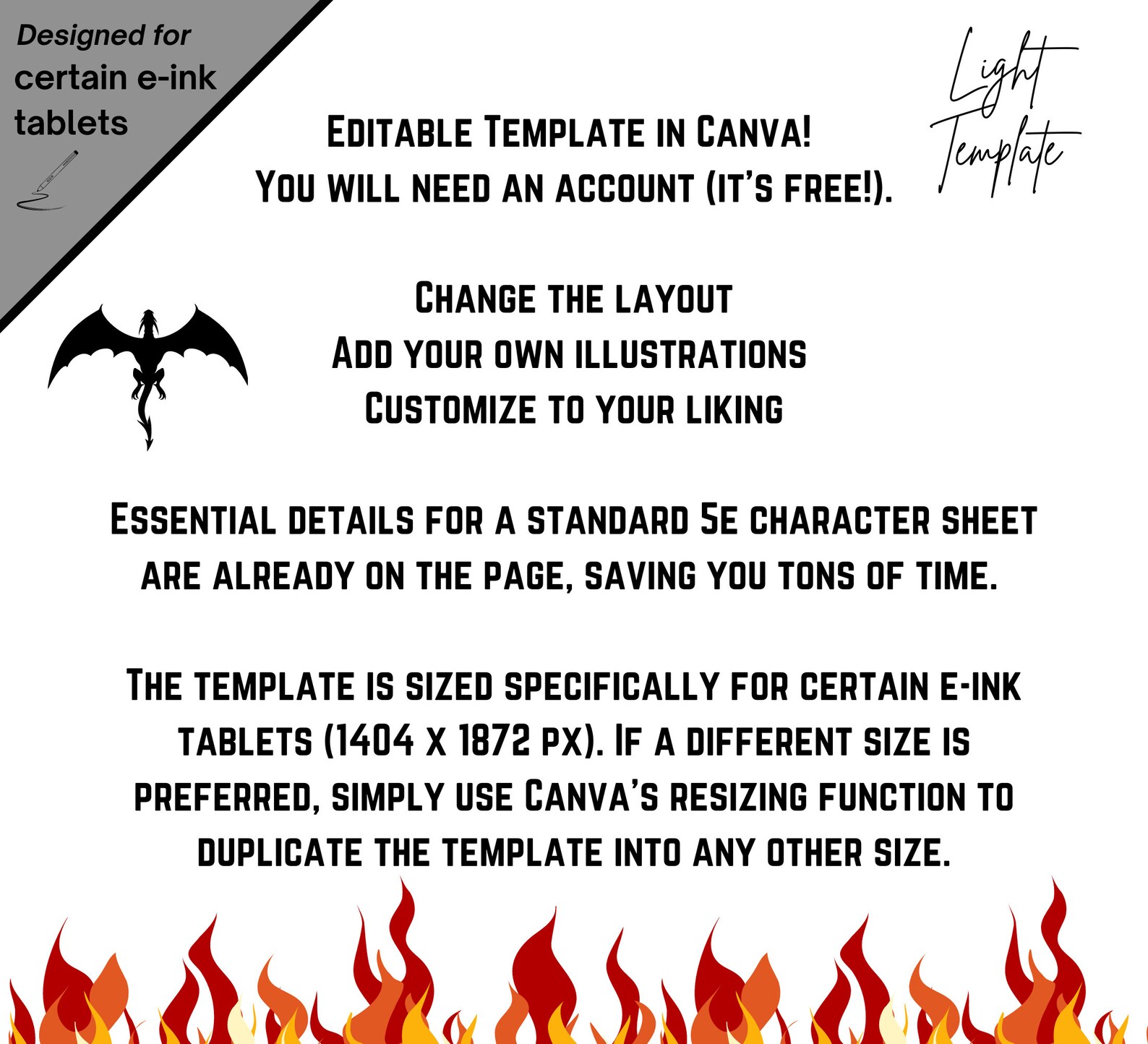5e Character Sheet Editable Template, RPG Adventure Printable, Design ...
