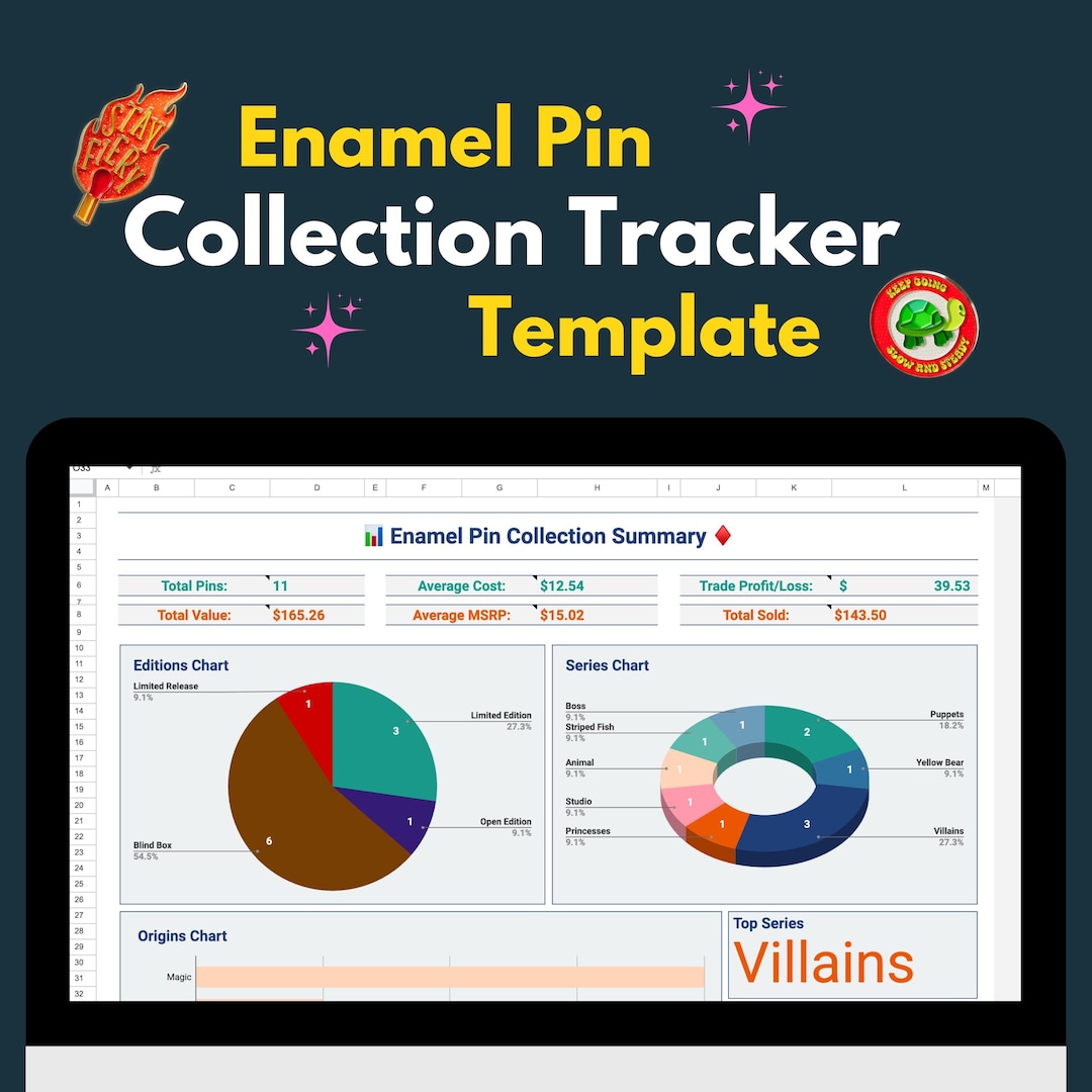 Enamel Pin Tracker Template | Customizable Collectibles Spreadsheet - Etsy