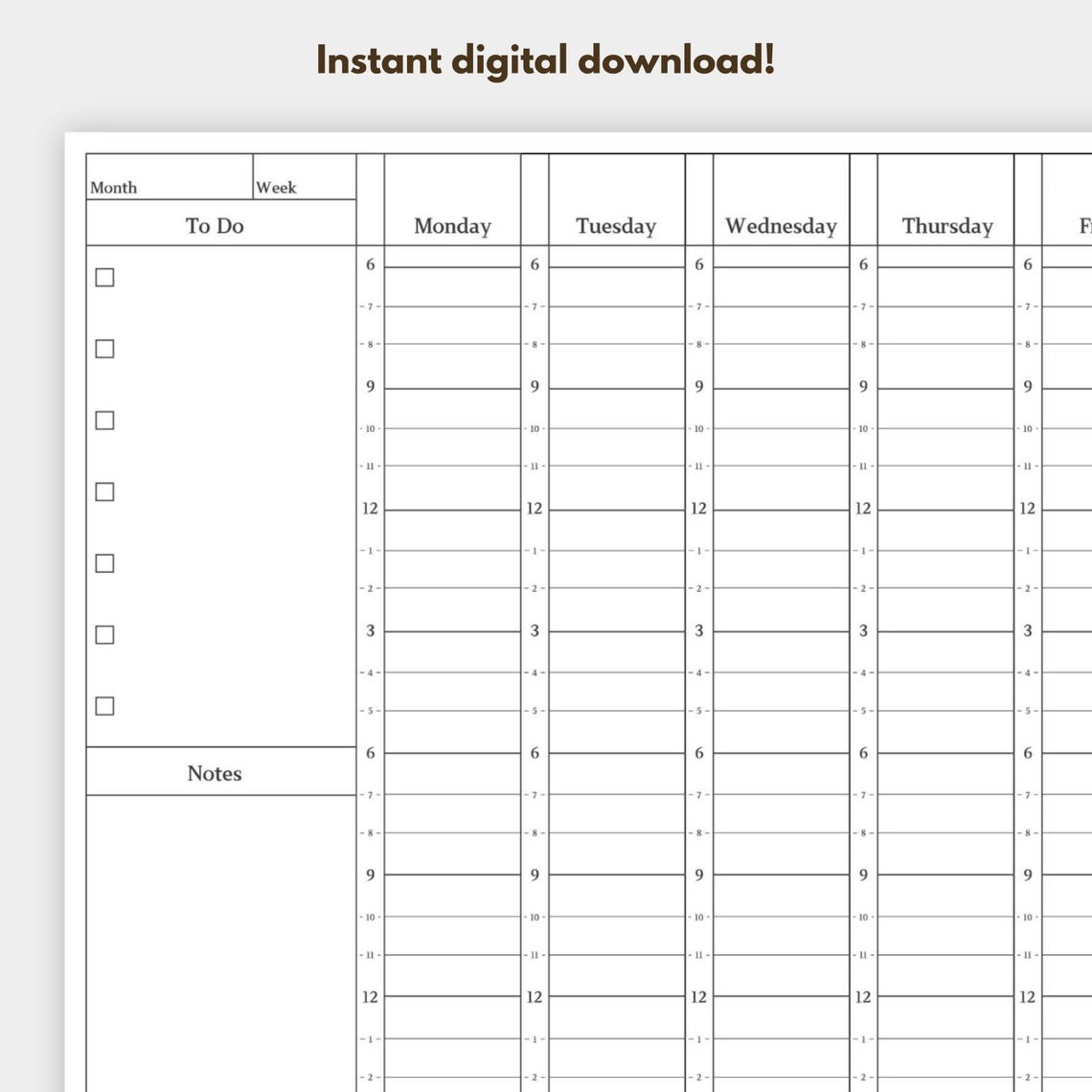 Undated Vertical Planner for Remarkable Paper Pro, Weekly Spread ...