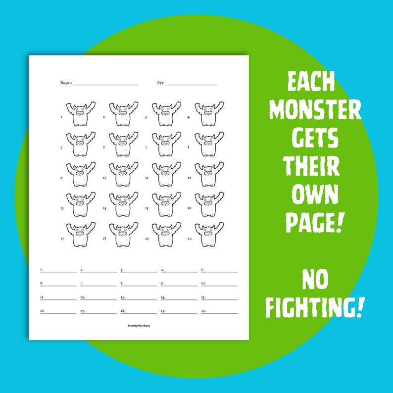 Cute Monster Color Swatch Templates, Marker Test Pages, Swatch Charts ...
