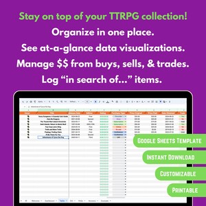 RPG Tracker Spreadsheet Template, Log and Manage Your Tabletop ...
