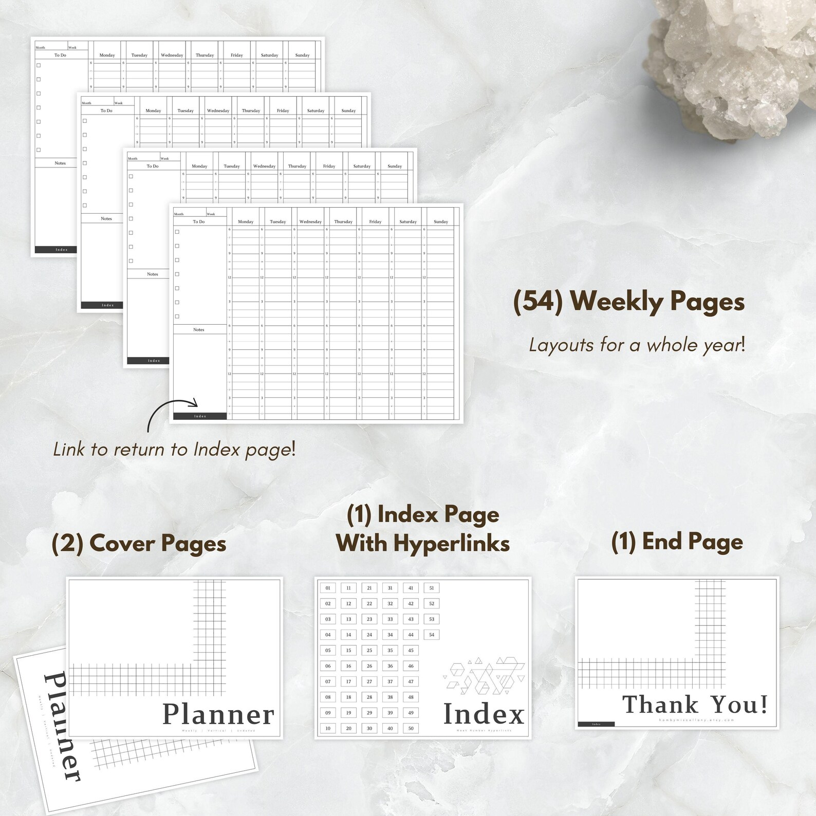 Undated Vertical Planner for Remarkable Paper Pro, Weekly Spread ...