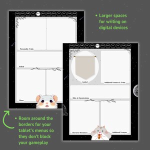 Super Cute Giant Hamster Character Sheet for Roleplaying Games: Take ...