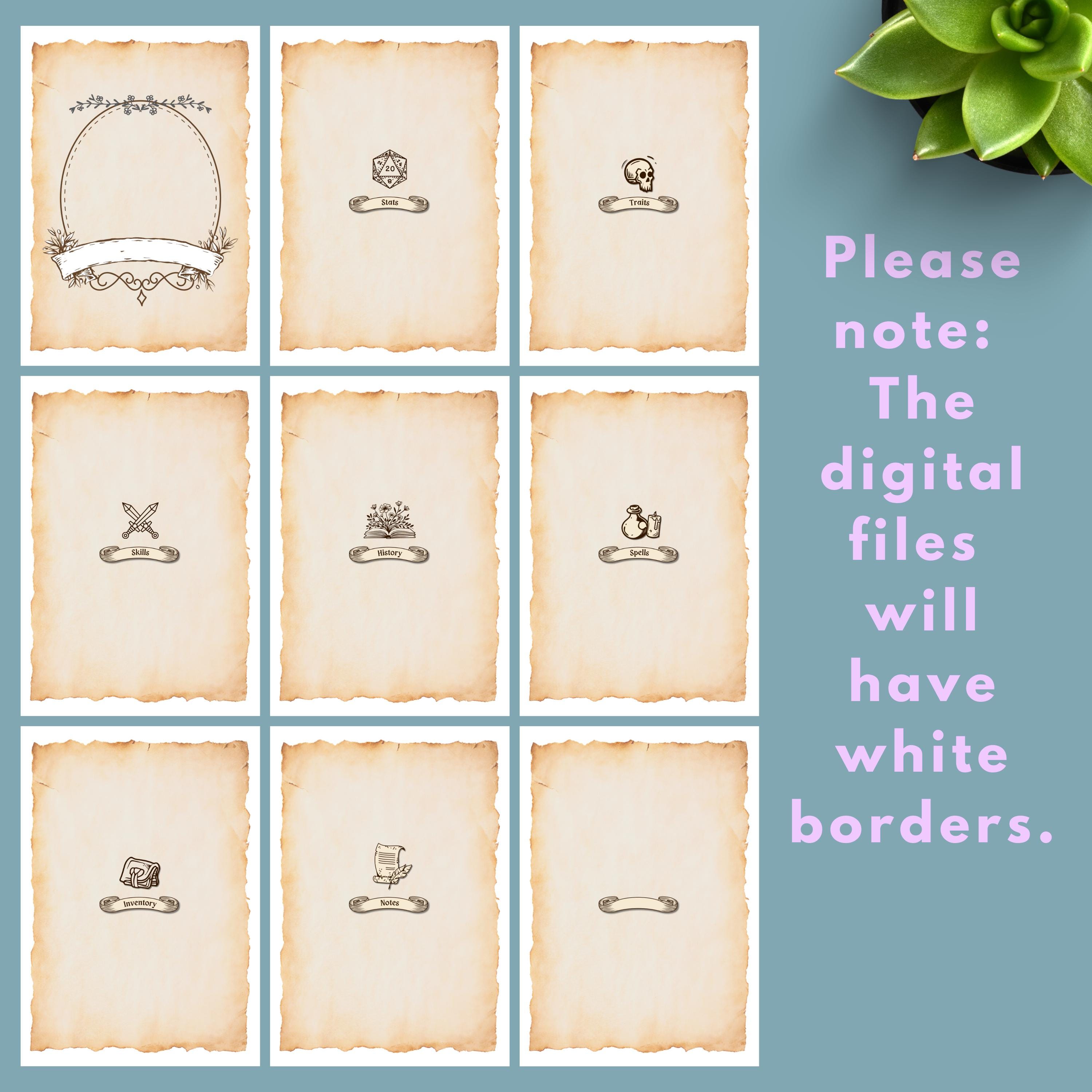 RPG Character Journal Cover Pages | A5 Size Printable PDF - Etsy