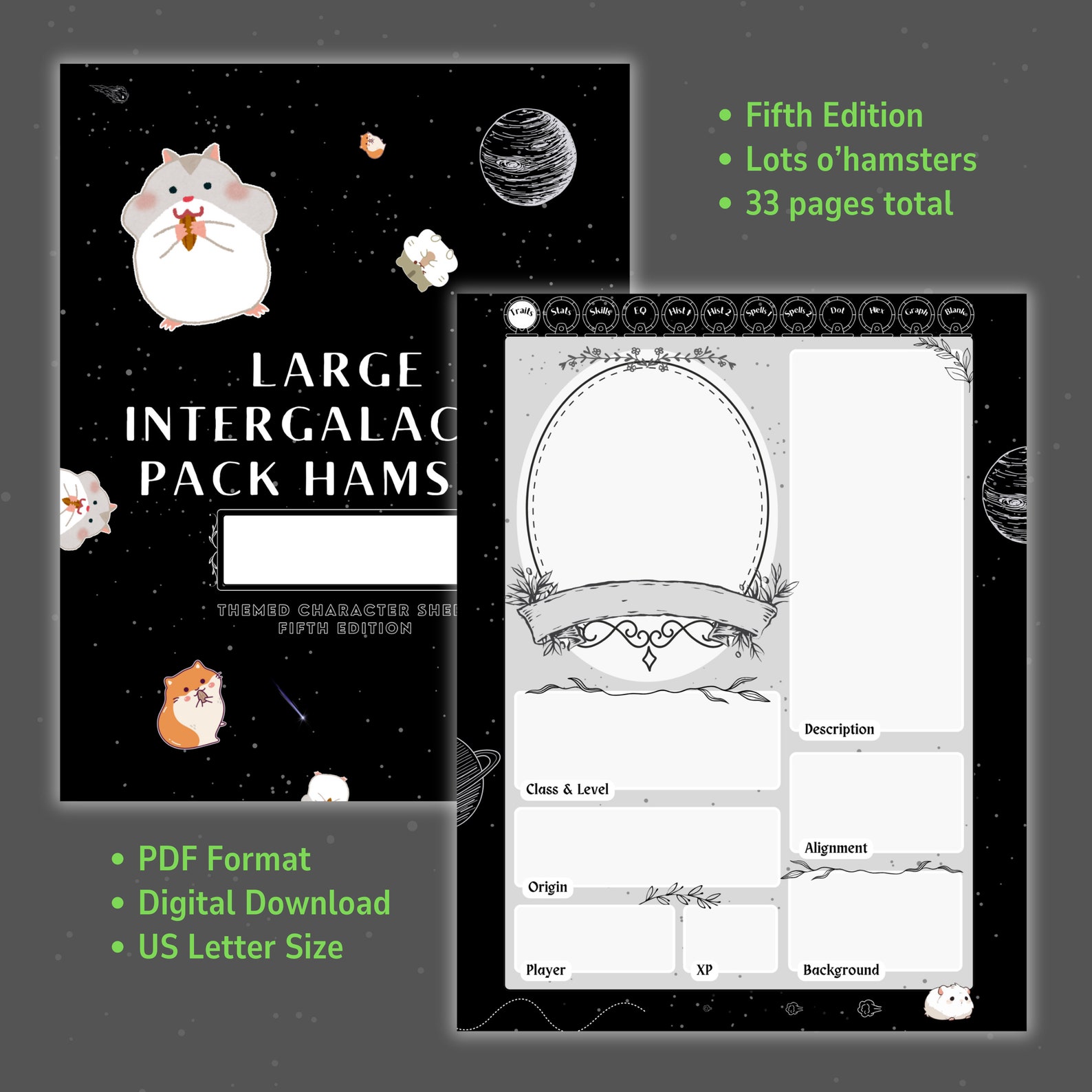 Super Cute Giant Hamster Character Sheet for Roleplaying Games: Take ...