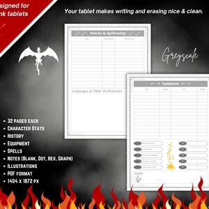 Character Sheet Bundle! Four Designs Sized for E-ink Paper Tablets ...