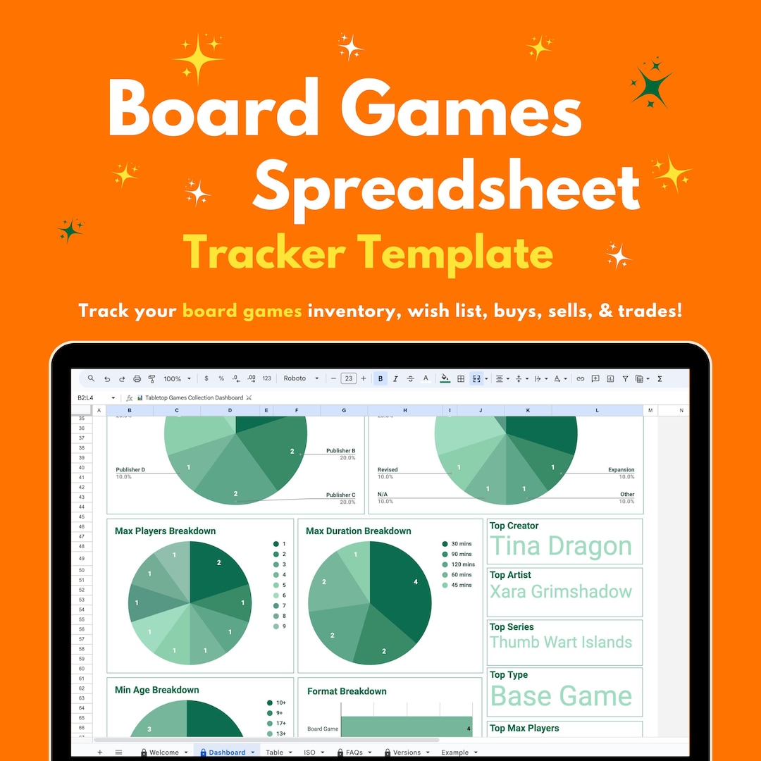 Board Games Spreadsheet, Gaming Tracker Template, Geek Inventory ...