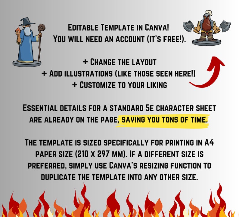 5e Character Sheet Editable & Printable Template, A4 Size, Fifth ...