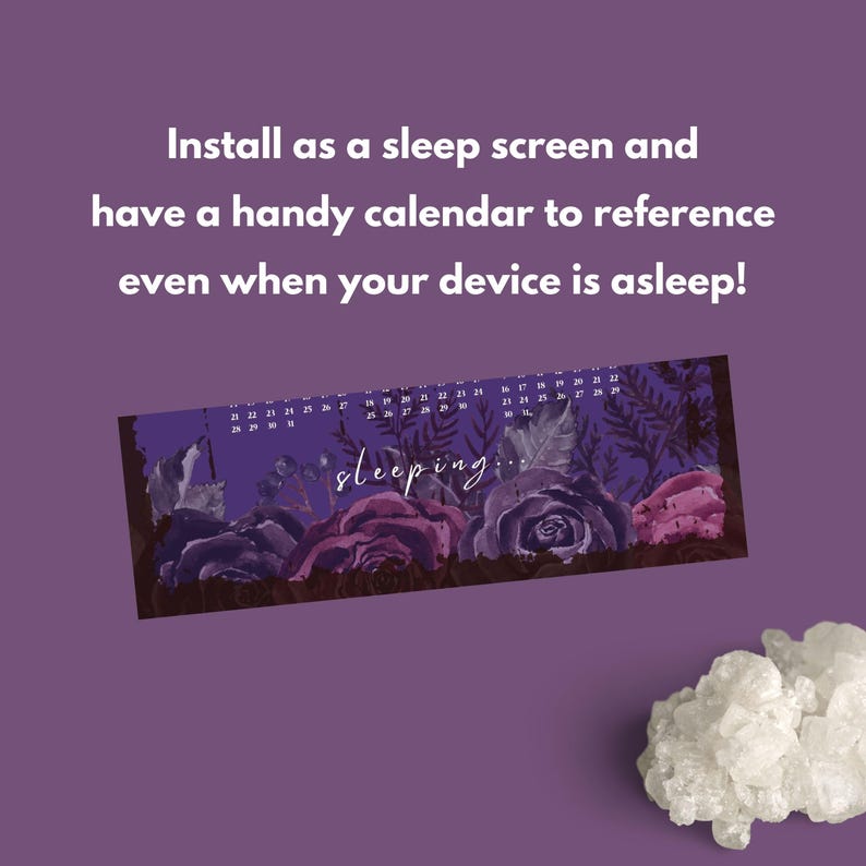 Witchy Calendar Sleep Screens for E-ink Paper Tablets, Yearly Calendar ...