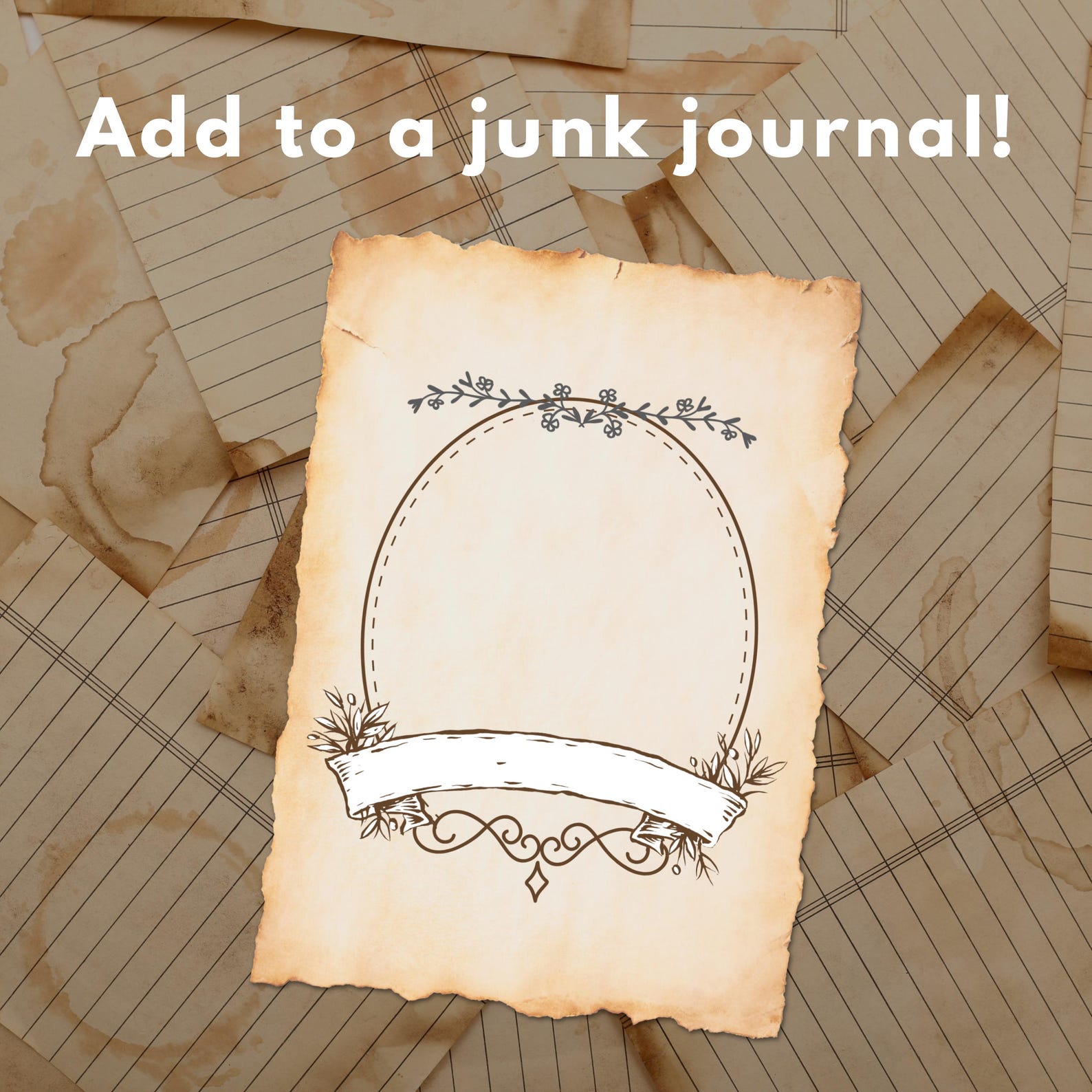 RPG Character Journal Frame Printable, Blank Leaf Banner for ...