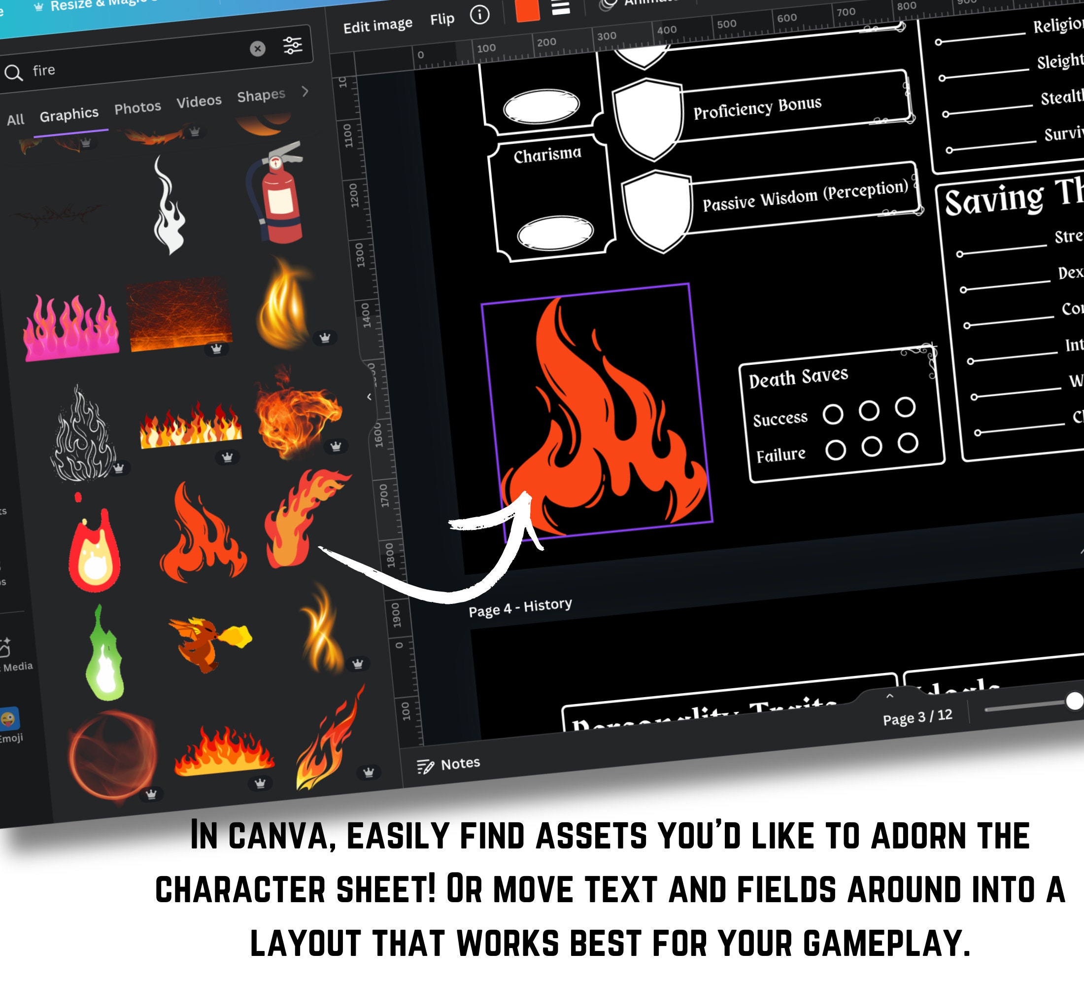 5e Character Sheet Editable Template, RPG Adventure Printable, Design ...