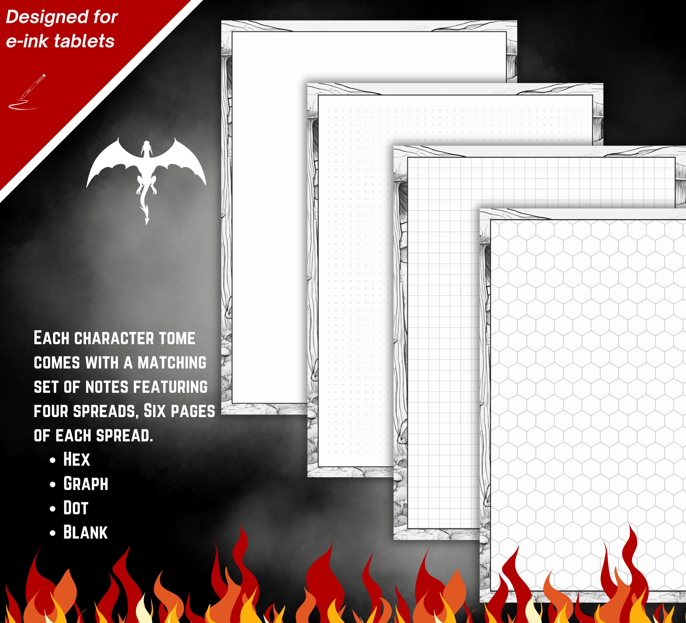 Character Sheet Bundle! Four Designs Sized for E-ink Paper Tablets ...