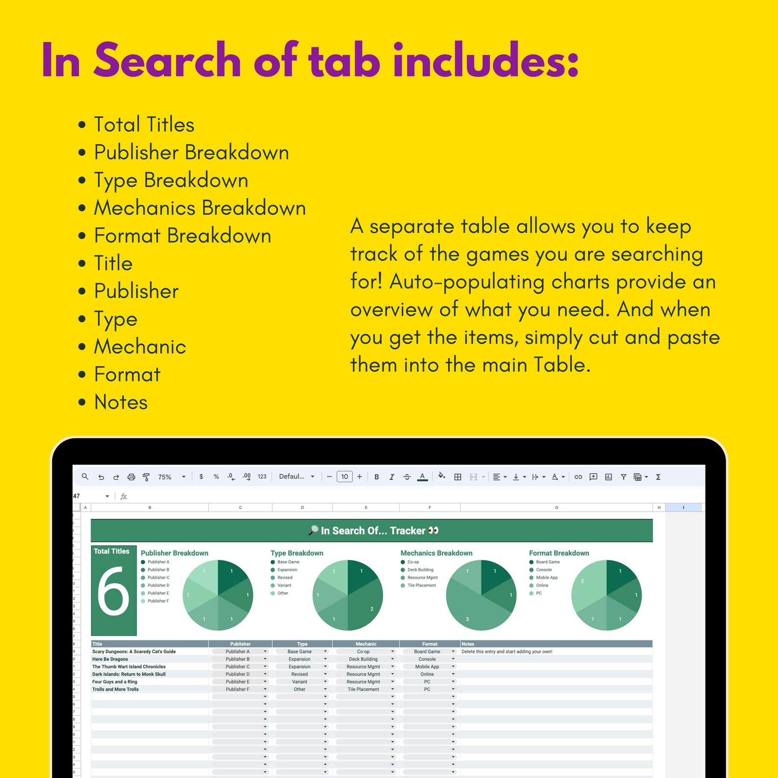 Tabletop Games Spreadsheet Template, Gaming Tracker Printable, Geeky ...