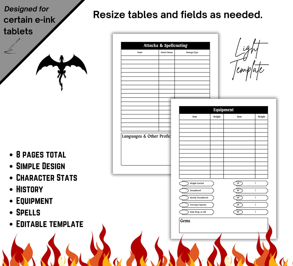 5e Character Sheet Editable Template | Design Your Own Fifth Edition ...