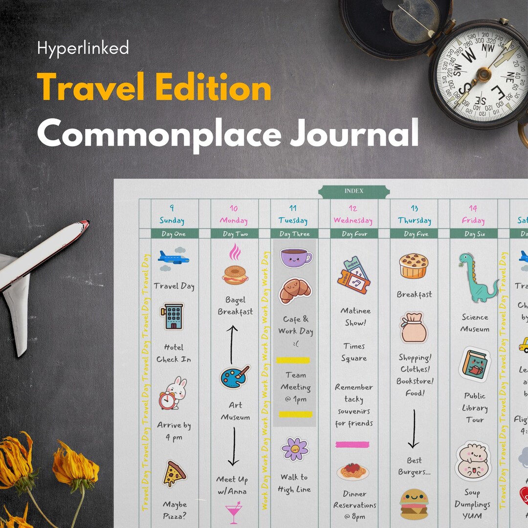 Travel Log Template for Remarkable Paper Pro, Commonplace Book ...
