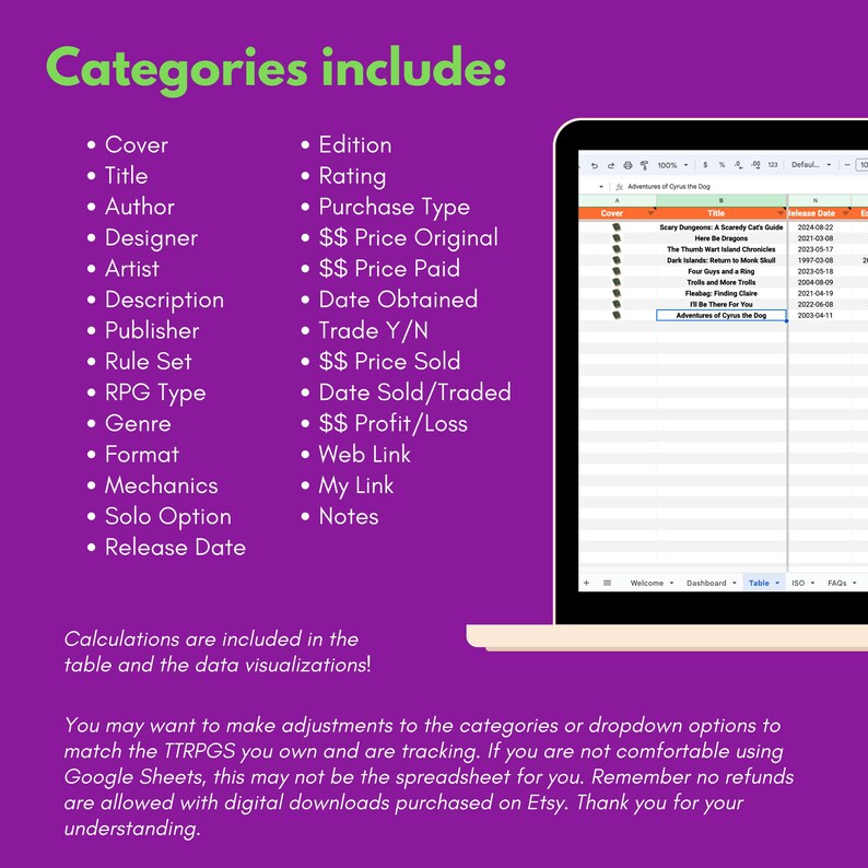 RPG Tracker Spreadsheet Template: Log and Manage Your Tabletop ...