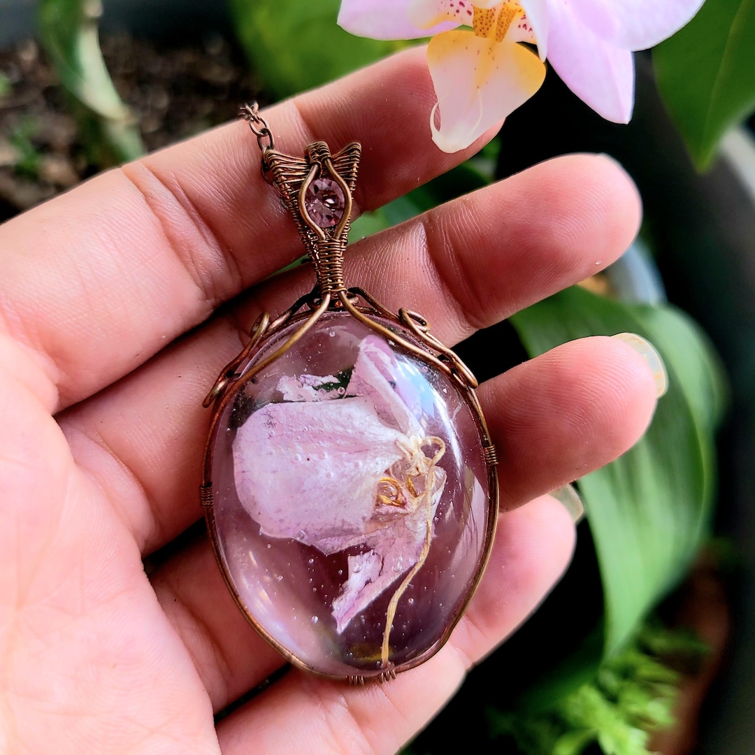 Orchid in Resin Wrapped in Copper - Etsy