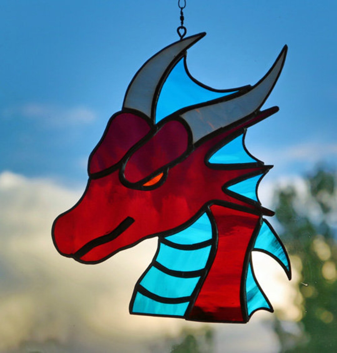 Dragon Head in Stained Glass - Etsy