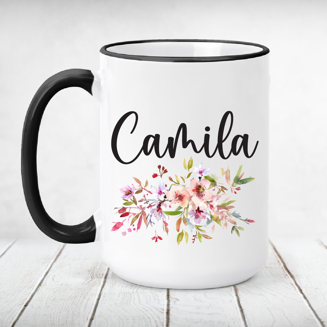 Dusty Rose Flower Mug With Name Personalized Name Mug Custom Name ...