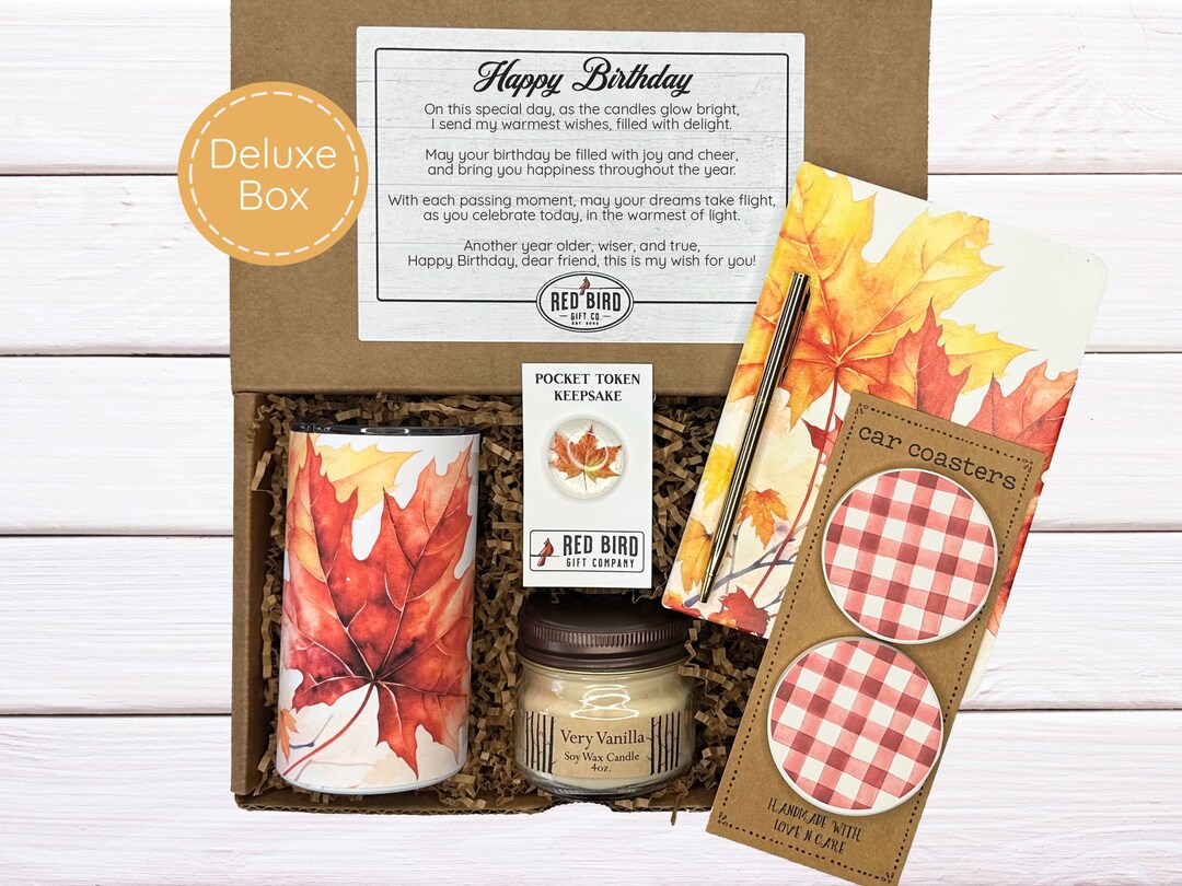 Happy Birthday Fall Leaves Gift Box Inspirational Gift for - Etsy