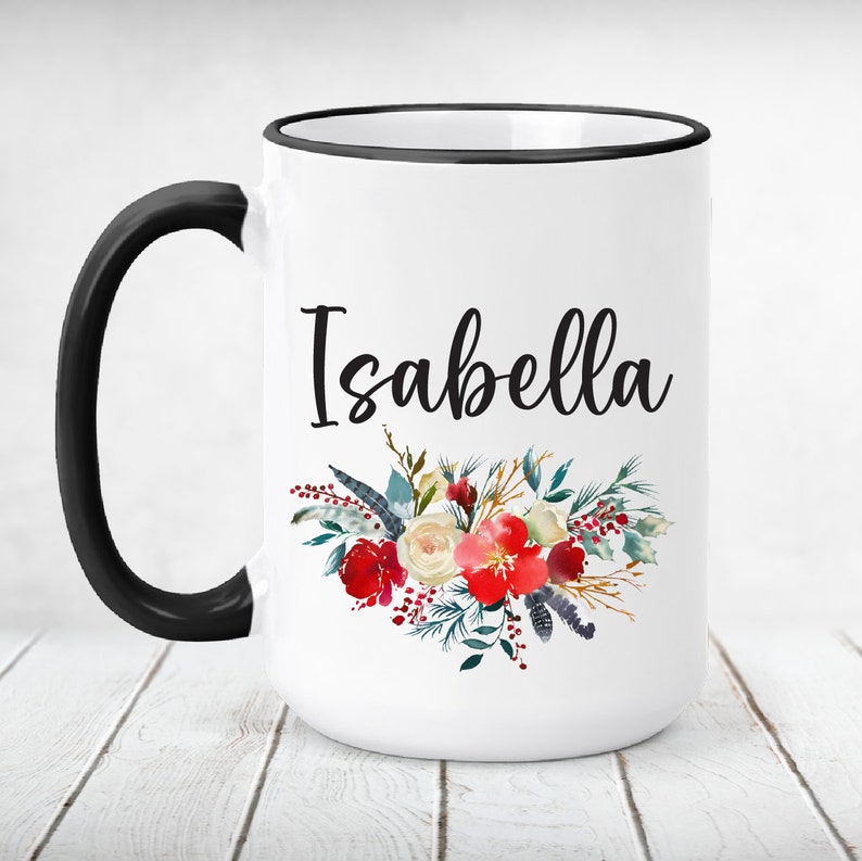 Flower Mug With Name Personalized Name Mug Custom Name - Etsy