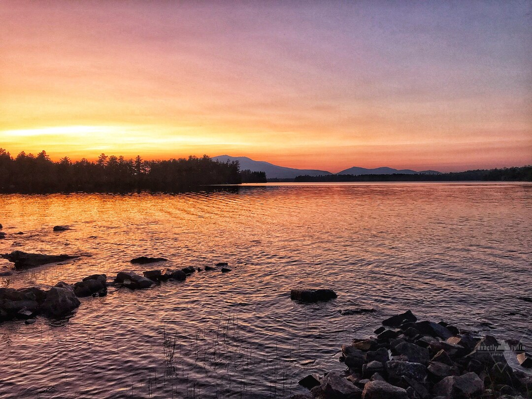 Millinocket Lake Sunset Over Katahdin - Maine Photography - Etsy