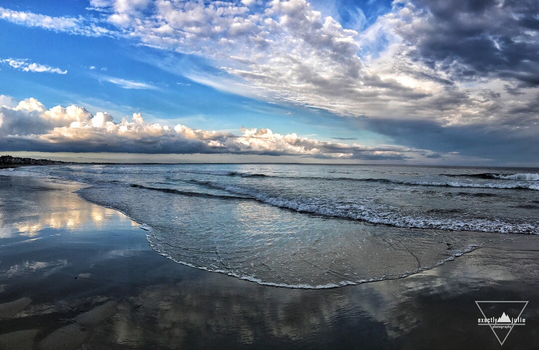 Wells Beach, Maine - Reflections at Sunset - Photography - Etsy