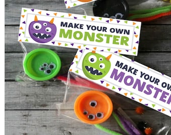 Halloween Make Your Own Monster Printable Treat Favor Bag Topper DIY ...
