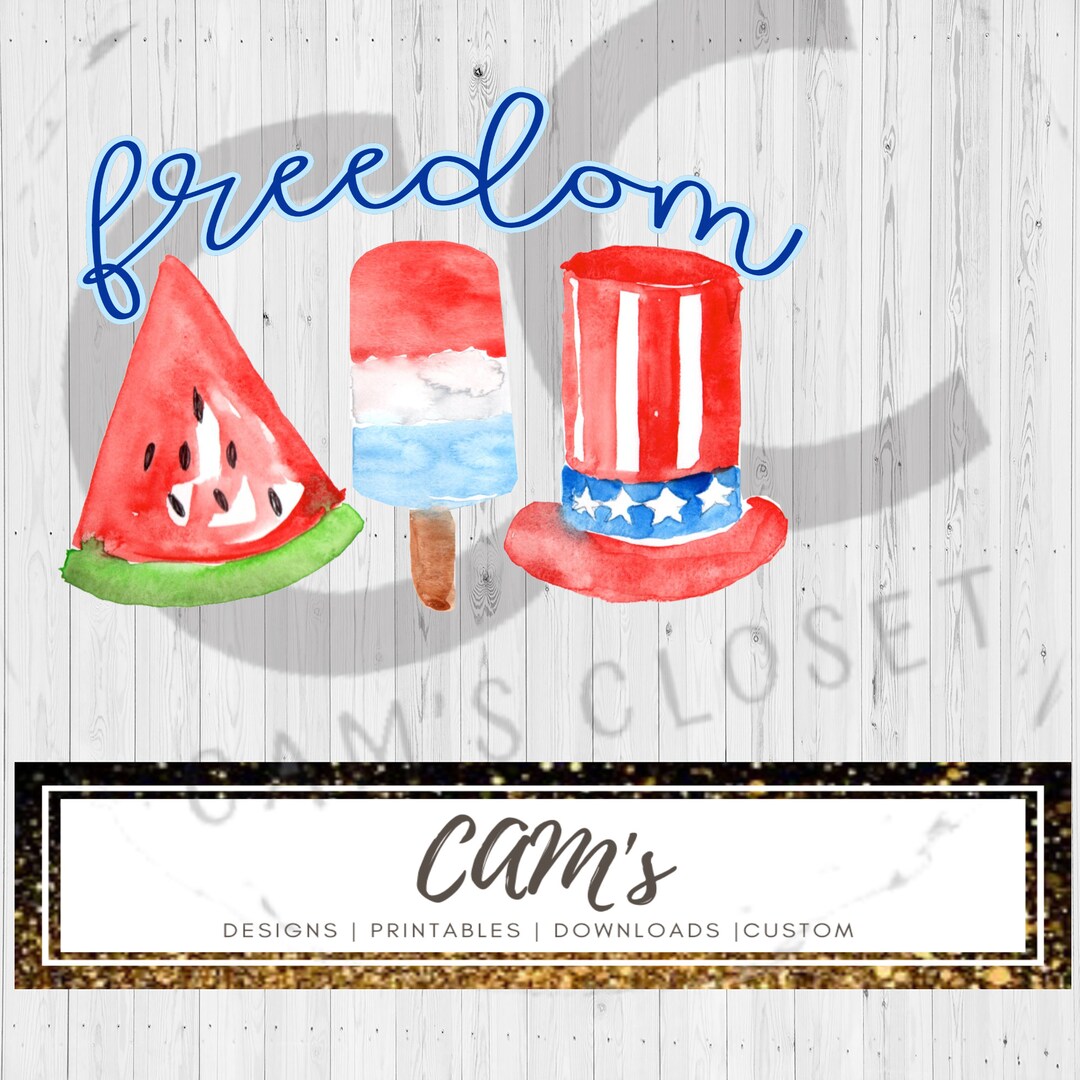 Watercolor Freedom 4th of July Trio Png • Watercolor Freedom Memorial ...