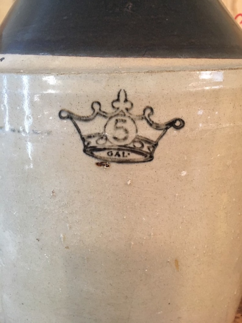 Vintage 5 Gallon Black Crown Jug, Robinson Ransbottom, Whiskey ...
