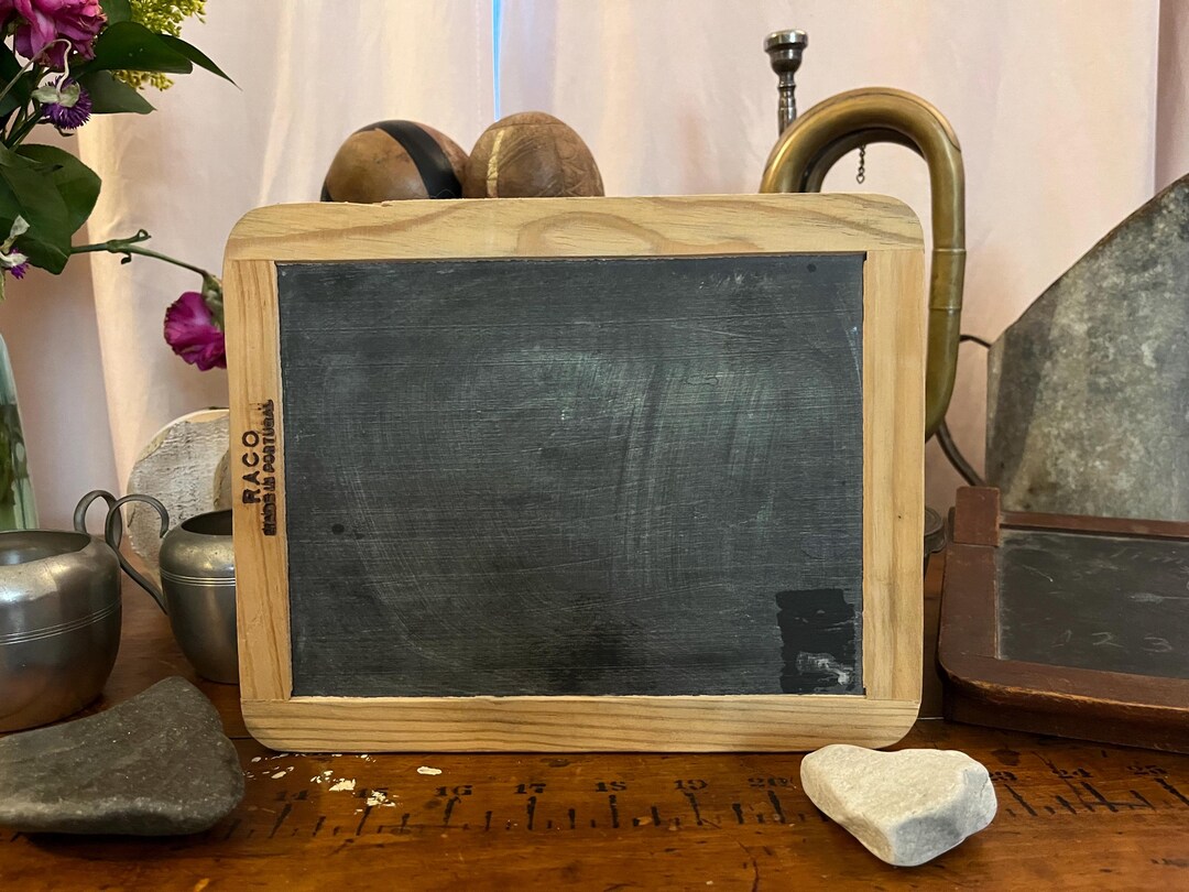 Small Vintage Chalkboard Slate, School Chalkboard, Wood Framed Old ...