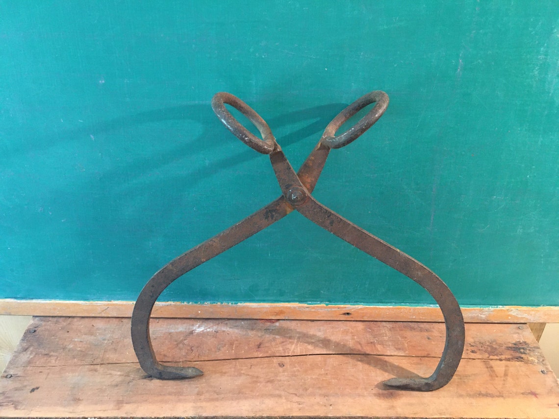Hand Forged Antique Ice Block Tongs Ice Hook Hand Forged - Etsy