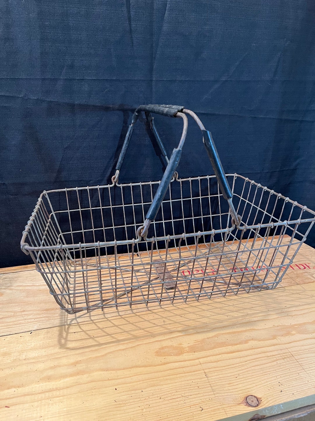 Vintage Wire Market Basket, Large Wire Shopping Basket, Rustic ...