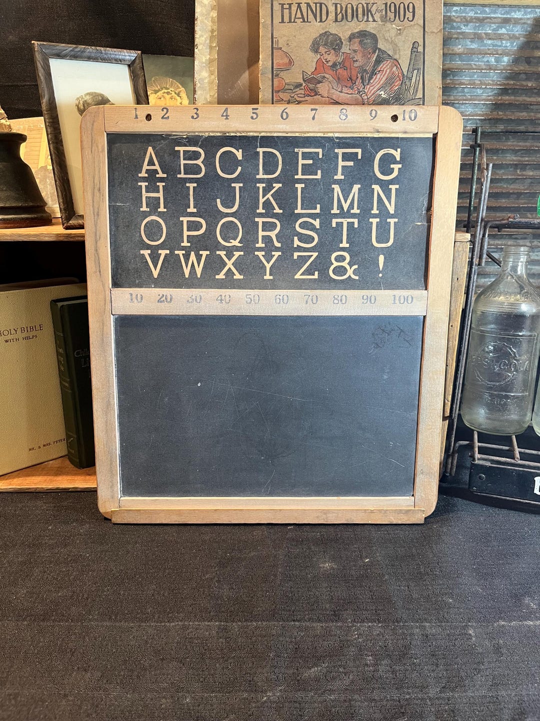 Antique Slate Chalkboard With Abc's, School Chalkboard With Alphabet ...