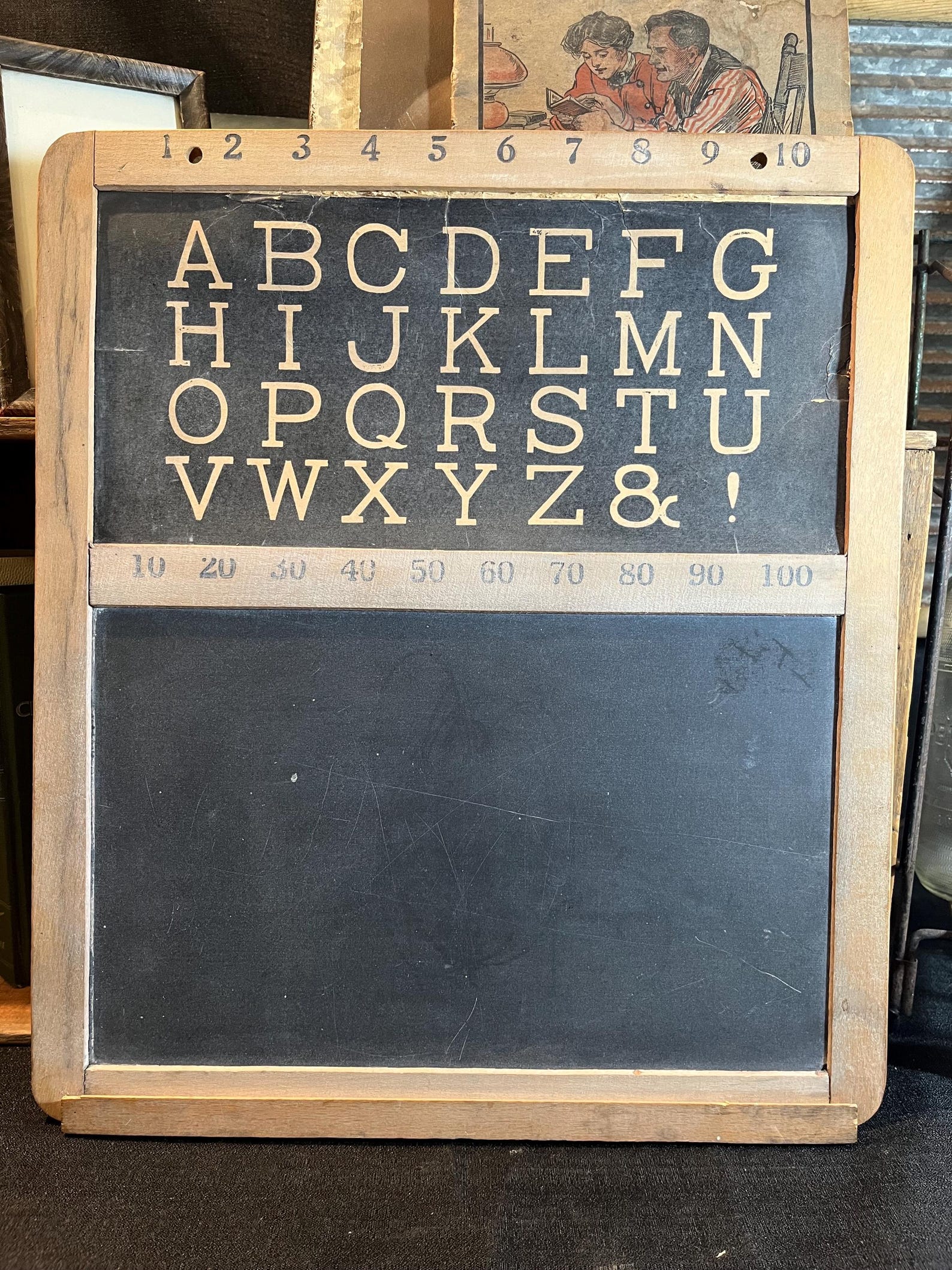 Antique Slate Chalkboard With Abc's, School Chalkboard With Alphabet ...