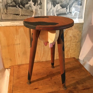Vintage Cow Stool With Udders, Rustic Farmhouse Decor, 3-legged Stool ...